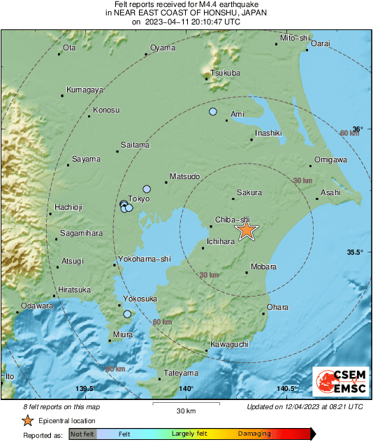 Earthquake - Magnitude 3.8 - NEAR EAST COAST OF HONSHU, JAPAN - 2023 ...